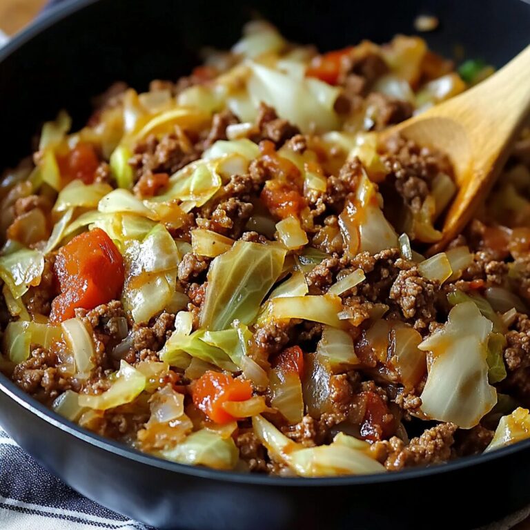 Ground Beef and Chopped Cabbage Skillet - Justine Recipes