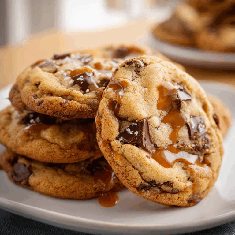 Caramel Chocolate Chip Cookies - Justine Recipes