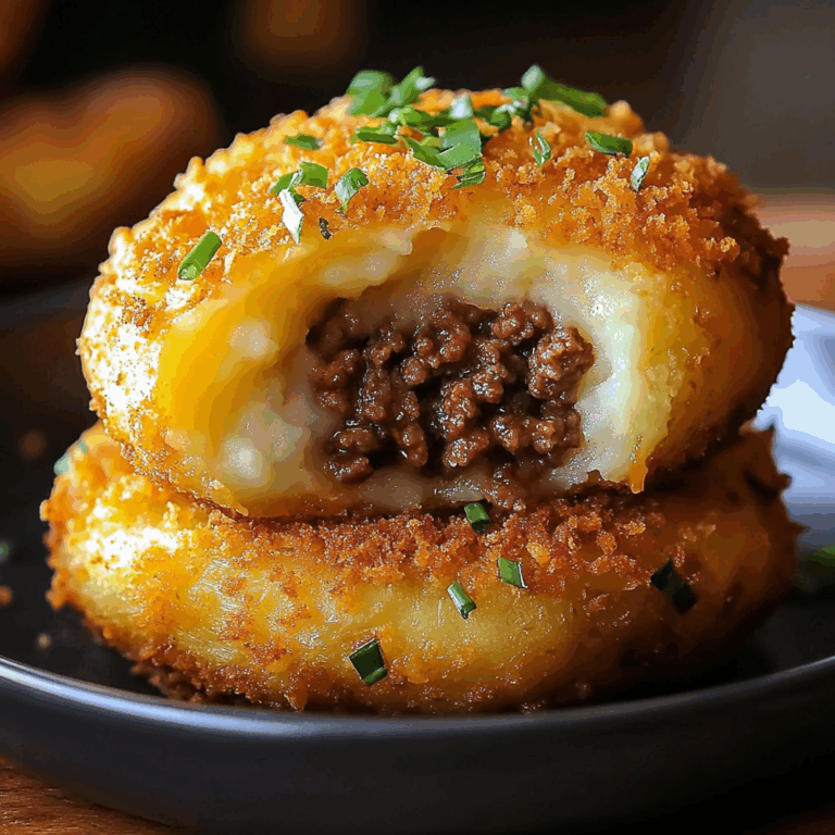 Cheesy Ground Beef-Stuffed Crispy Mashed Potatoes - Justine Recipes