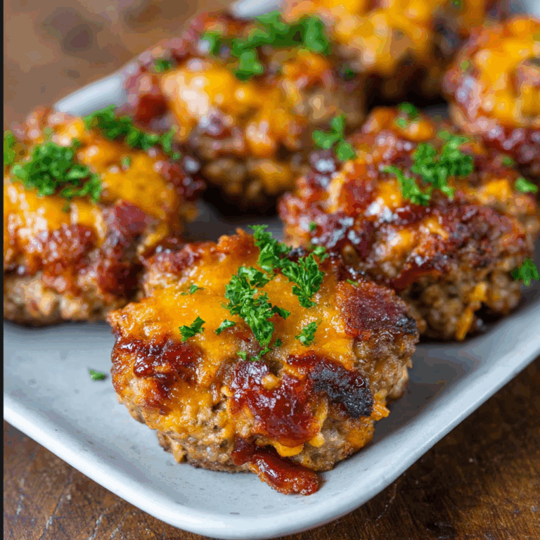 Mini BBQ Bacon Cheddar Meatloaf Bites - Justine Recipes