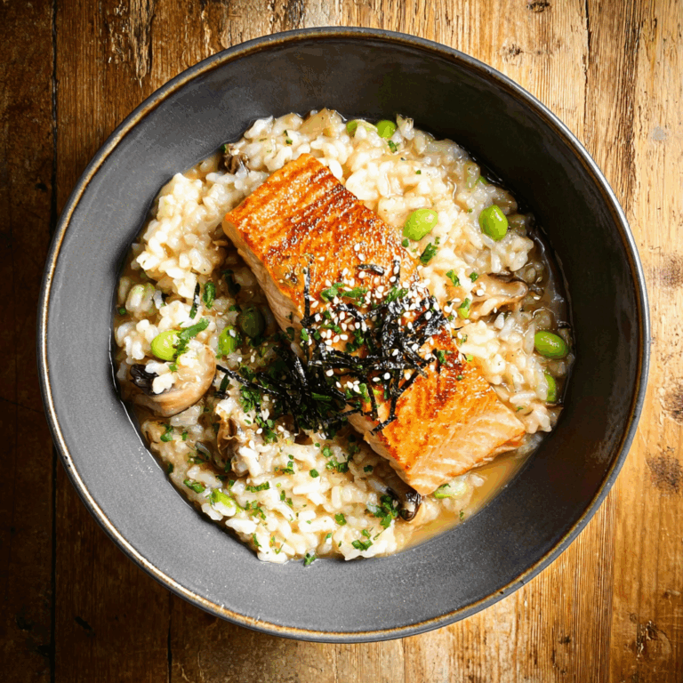 Japanese-Style Risotto with Seared Salmon - Justine Recipes