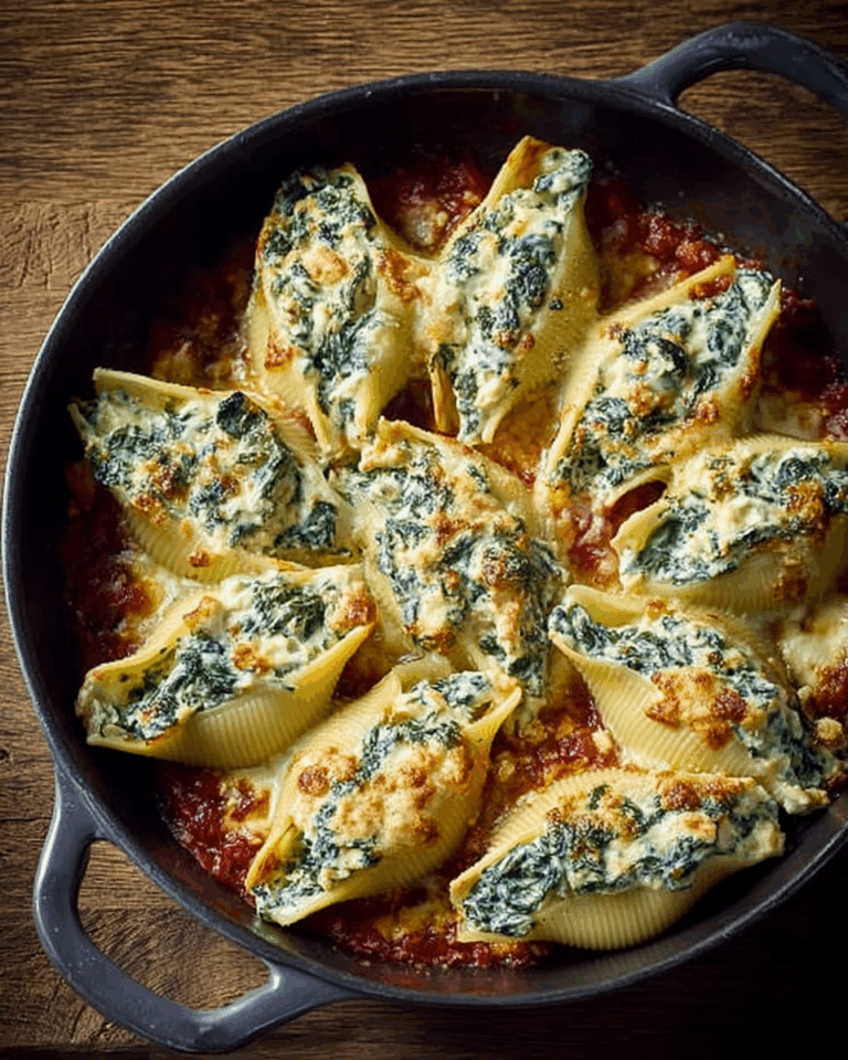 Creamy Spinach & Ricotta Stuffed Shells - Justine Recipes