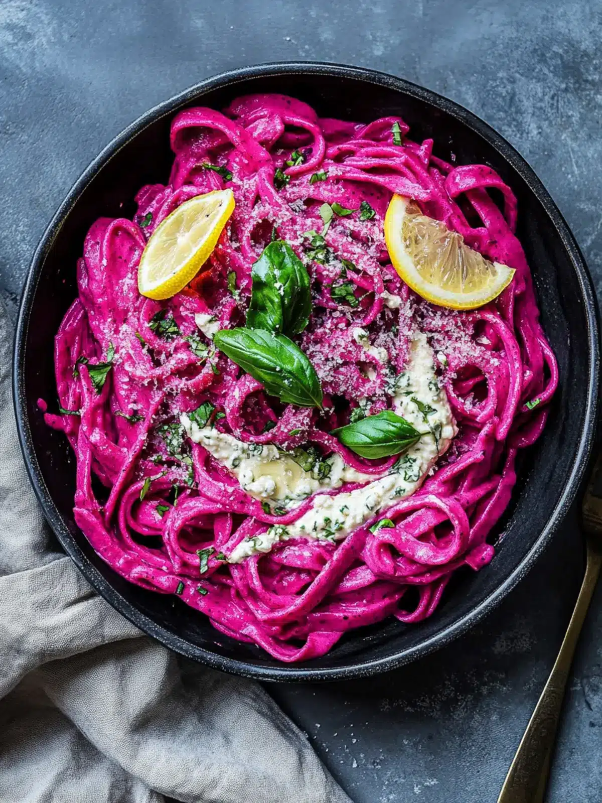 Irresistible Vegan Beet Alfredo with Zesty Lemon-Basil Ricotta